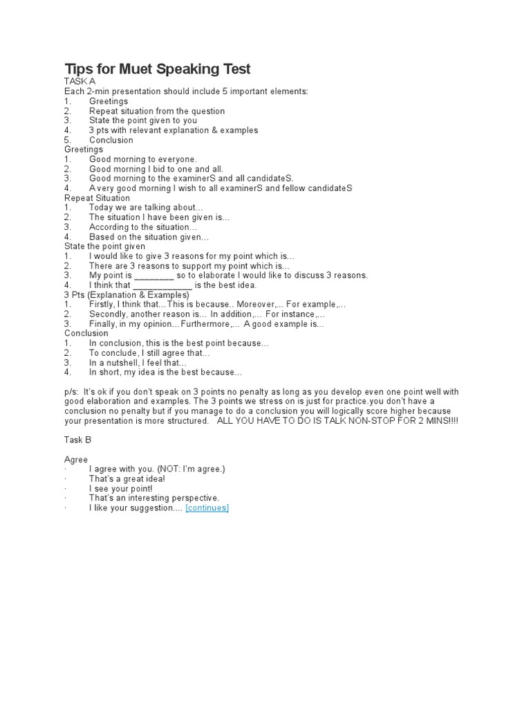 Tips For Muet Speaking Test | PDF | Toilet | Hygiene