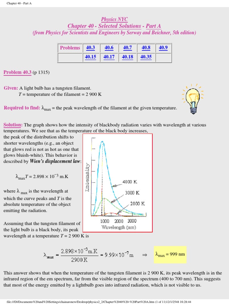 Chapter 40 Problems | PDF | Photoelectric Effect | Electromagnetic Spectrum