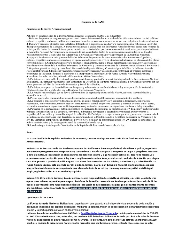 Esquema de La FANB | Militar | Oficial general