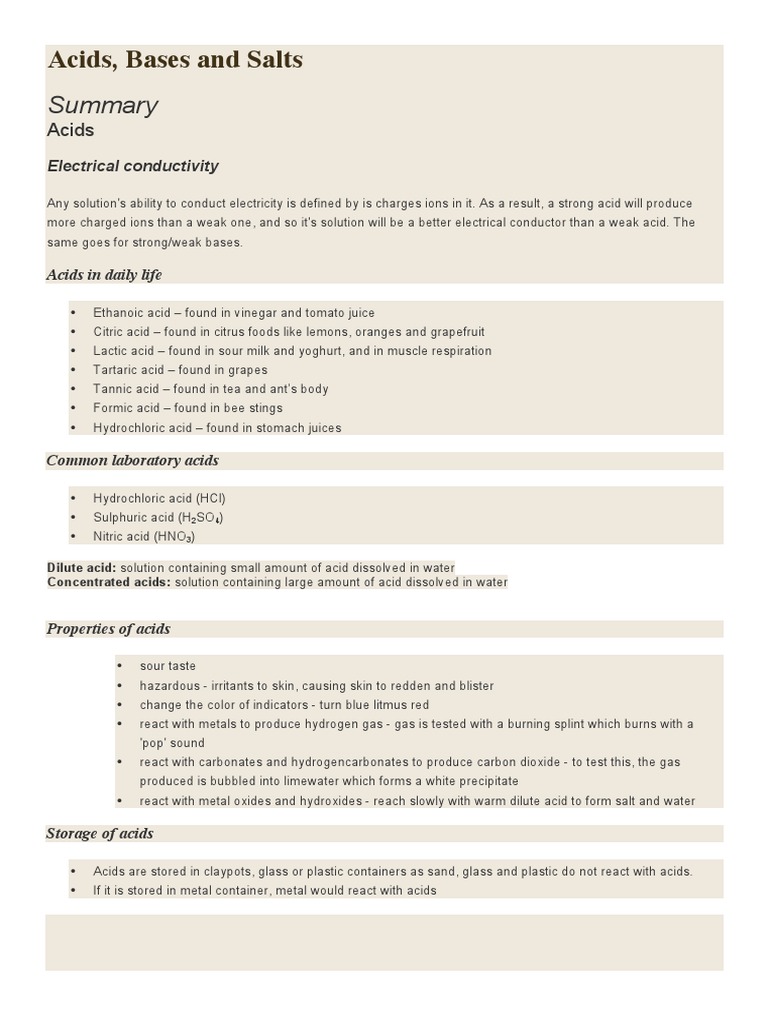 Acids, Bases and Salts Guide | PDF | Hydroxide | Ph