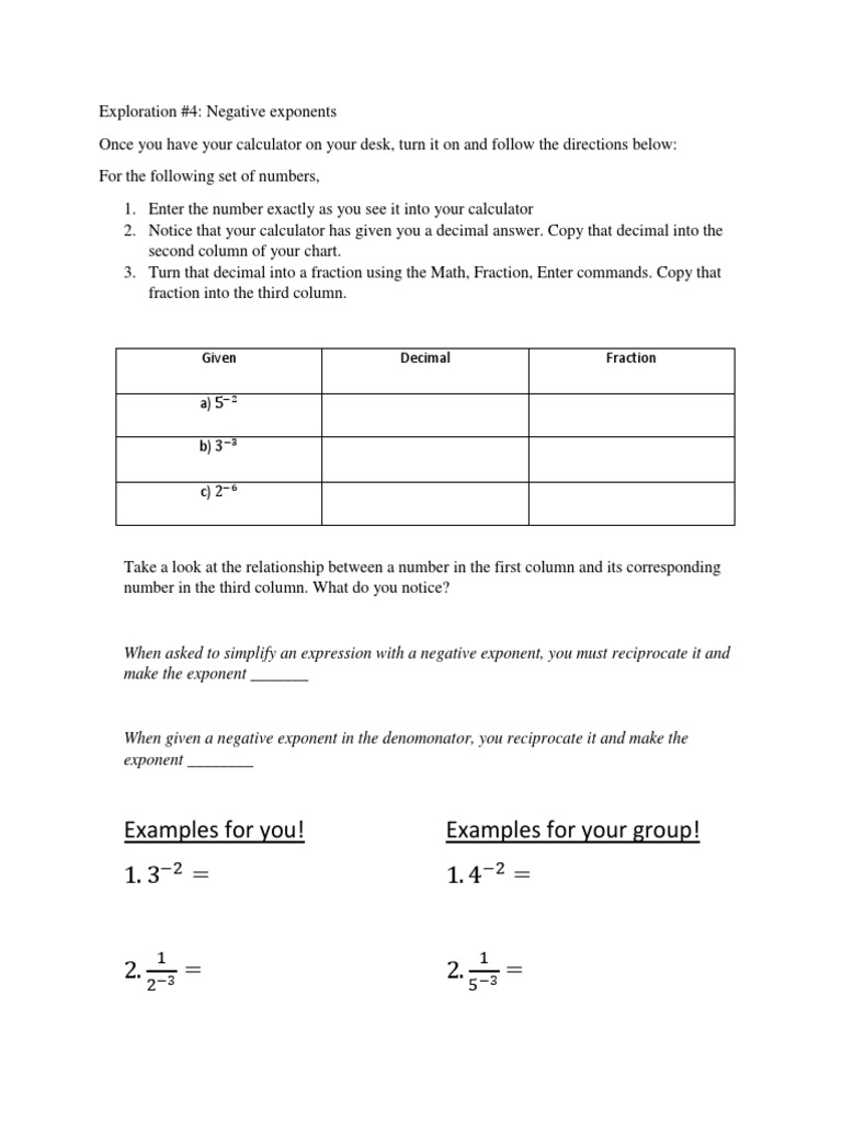 Exponent Rules: Jigsaw Lesson | PDF | Fraction (Mathematics ...