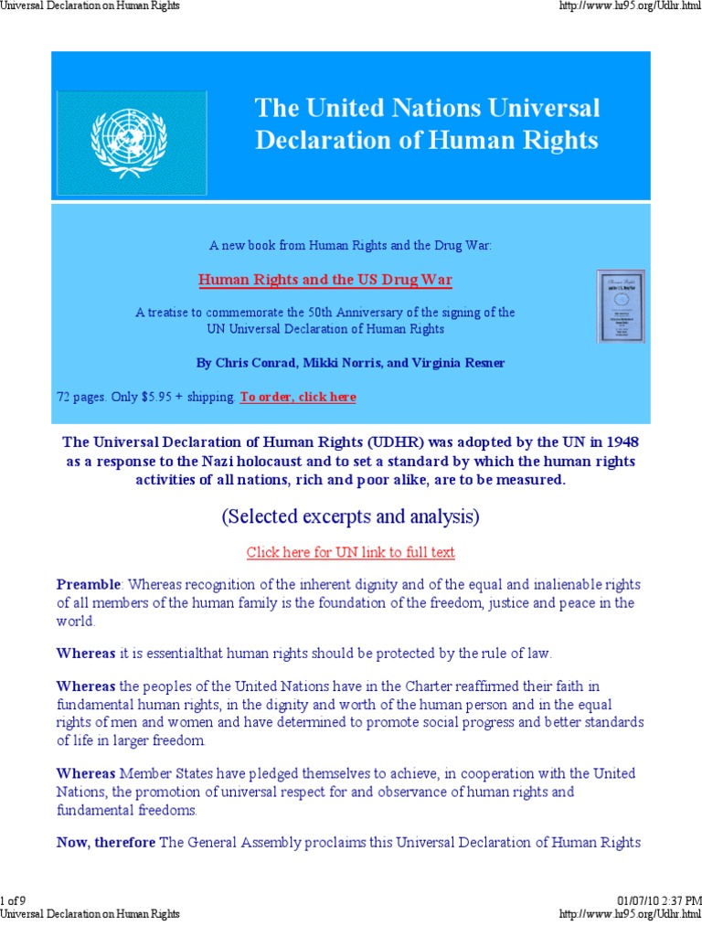 Drug War-Universal Declaration On Hu | PDF