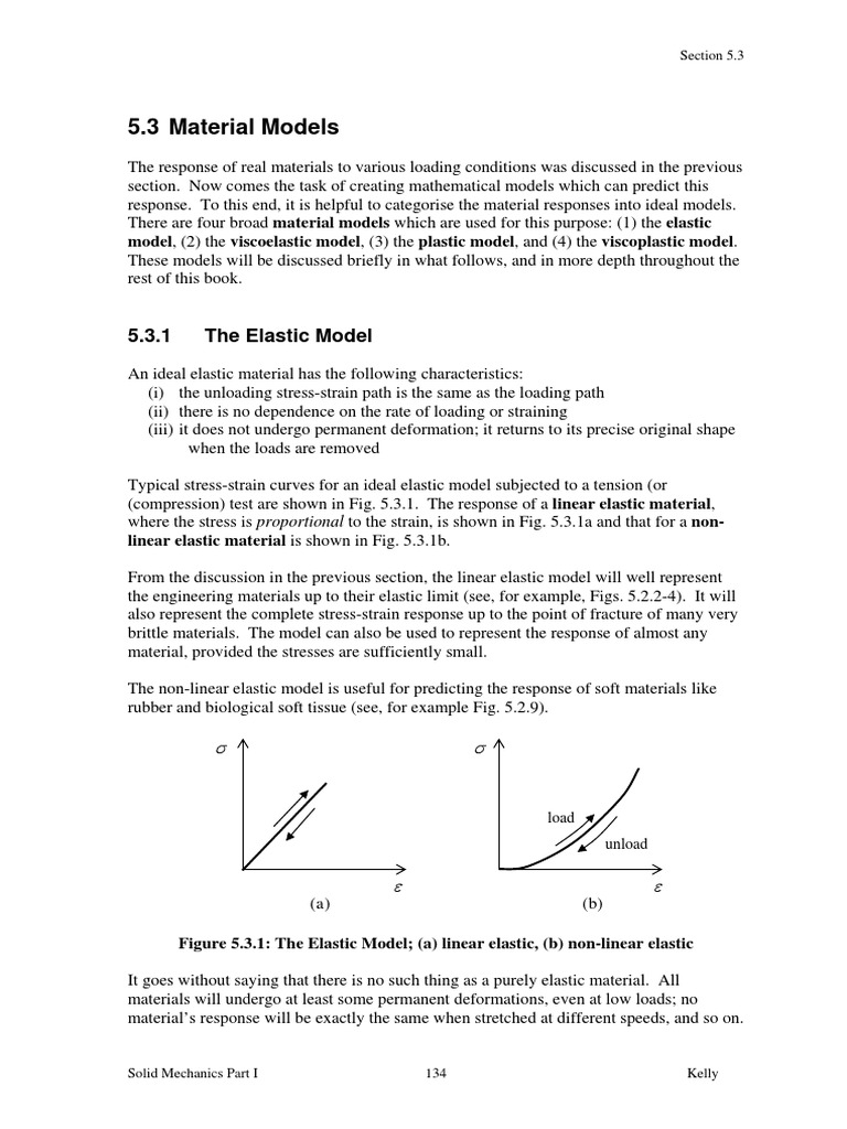 Material Behaviour For Material Models Pdf Viscoelasticity Elasticity Physics 