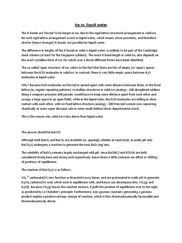 Ice Vs Water | Download Free PDF | Properties Of Water | Acid
