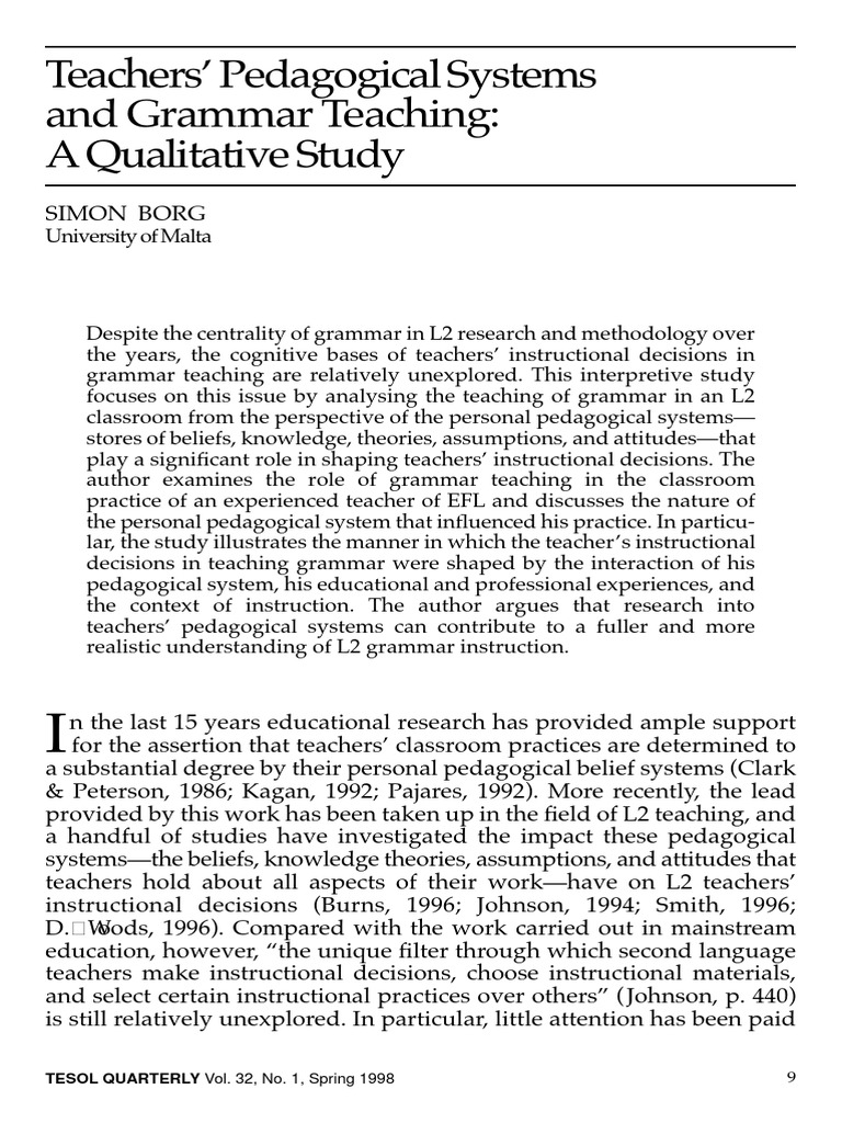 Borg 1998b | PDF | English As A Second Or Foreign Language | Teachers