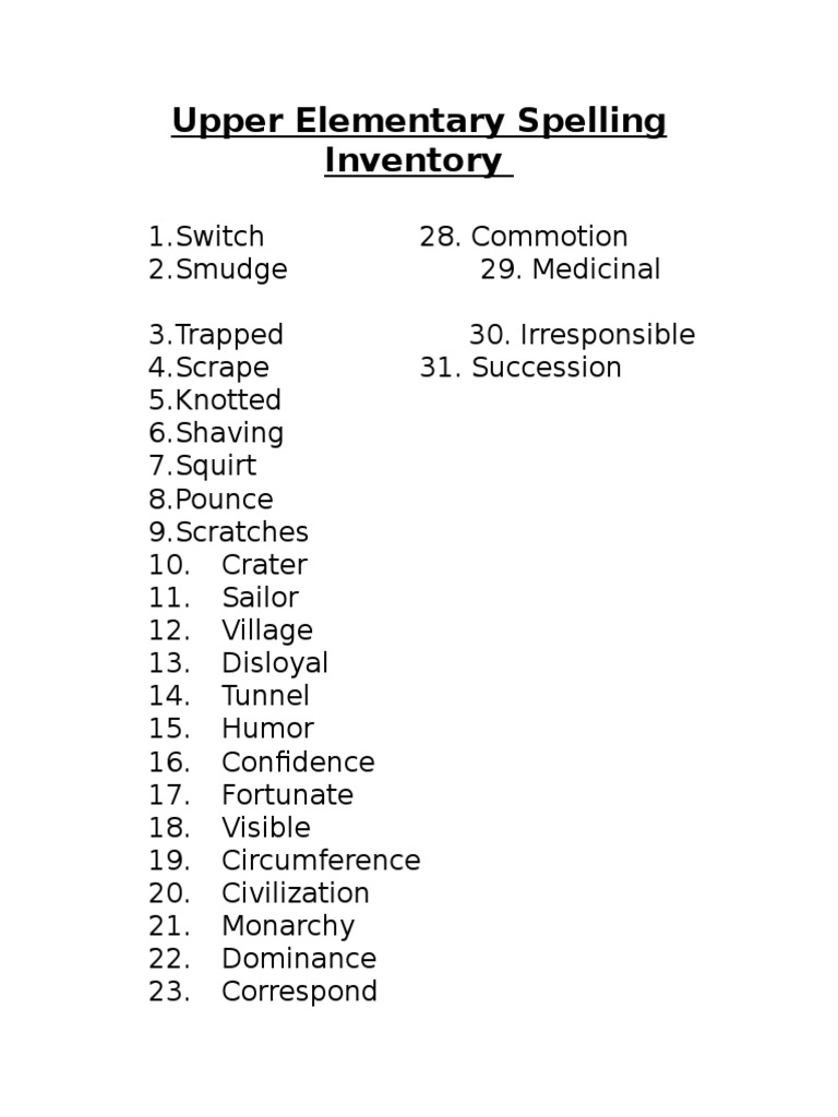 Upper Elementary Spelling List | PDF | Mystery, Thriller & Crime ...