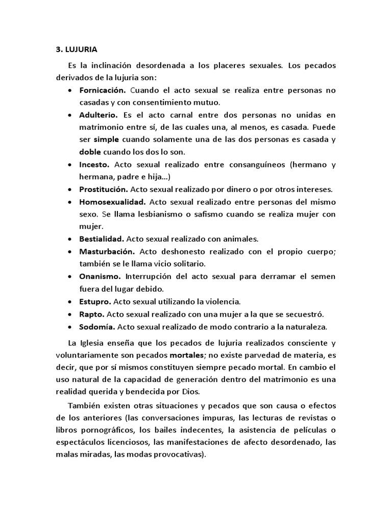 Lujuria: Pecados y Consecuencias | PDF | Lujuria | Castidad