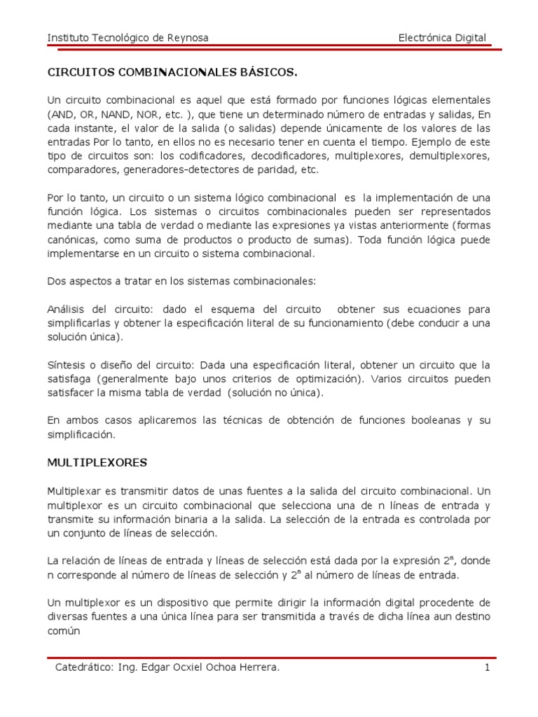 Circuitos Combinacionales Básicos 1 | PDF | Decimal codificado en binario | Puerta lógica