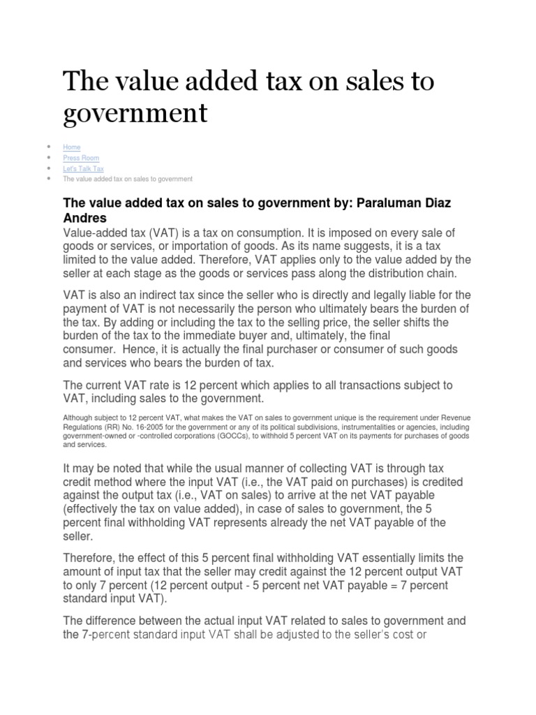 VAT on Government Sales Explained | PDF | Value Added Tax | Value Added
