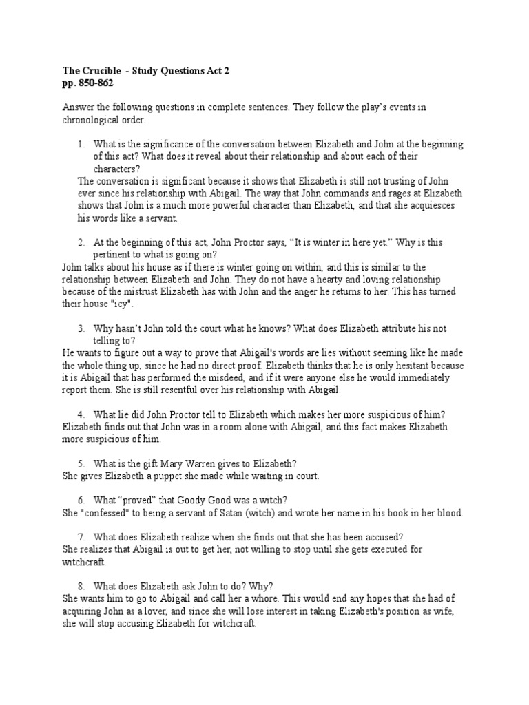 Act 2 Questions | PDF | Witchcraft