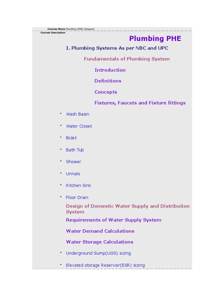 Plumbing Course | PDF | Plumbing | Water Supply