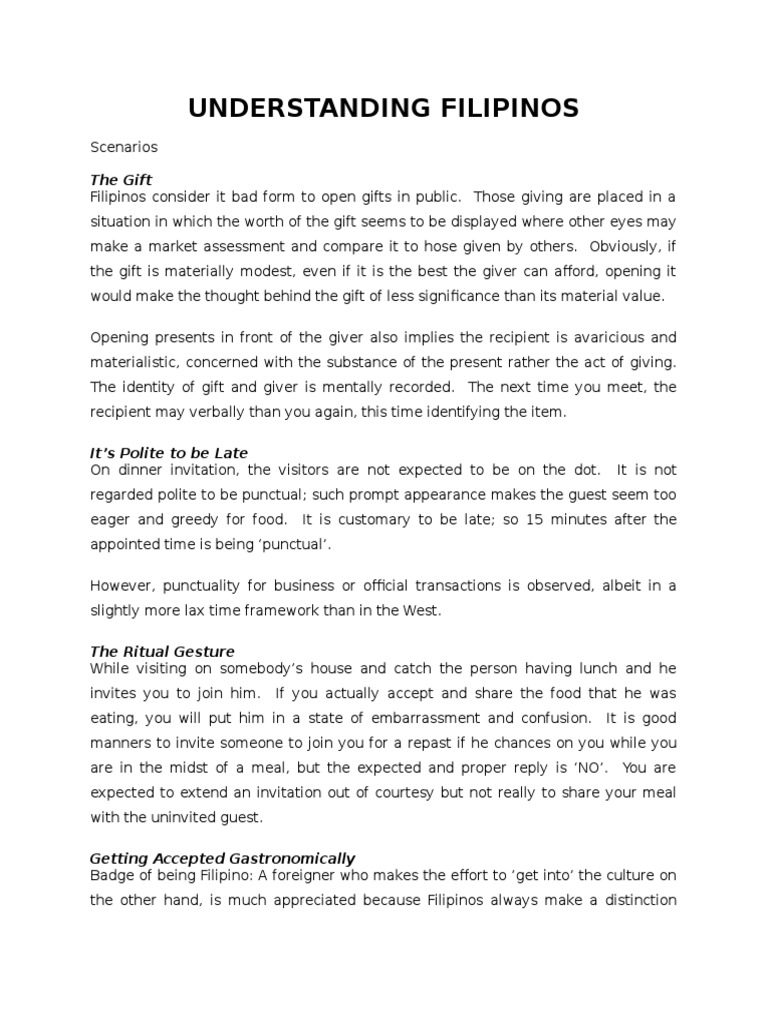 Filipino Cultural Etiquette Explained | PDF | English Language | Languages