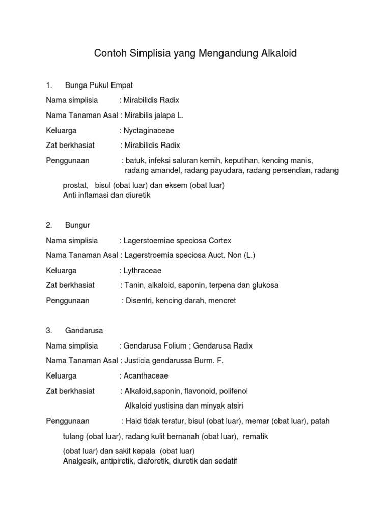 Contoh Simplisia | PDF