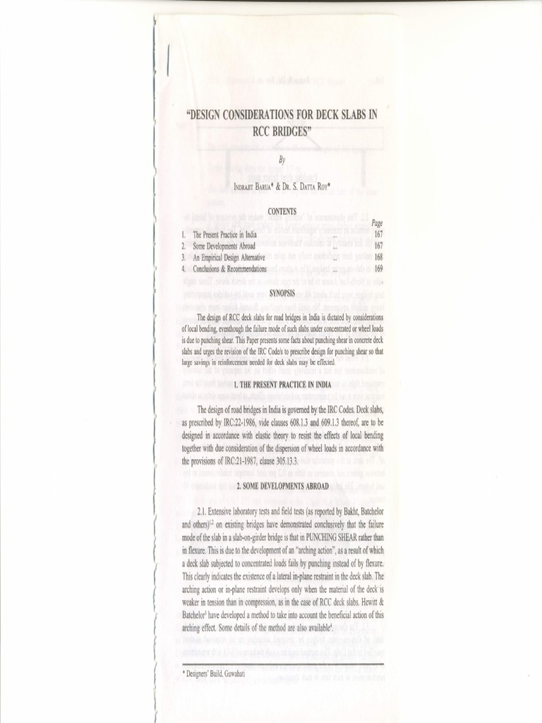Design Consideration For Deck Slabs in RCC Bridges | PDF