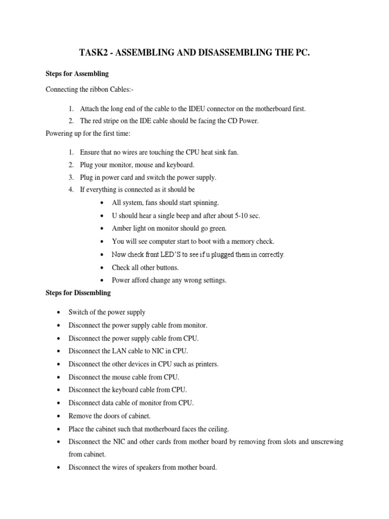Task2 - Assembling and Disassembling The PC | PDF | Electrical Connector | Disk Storage