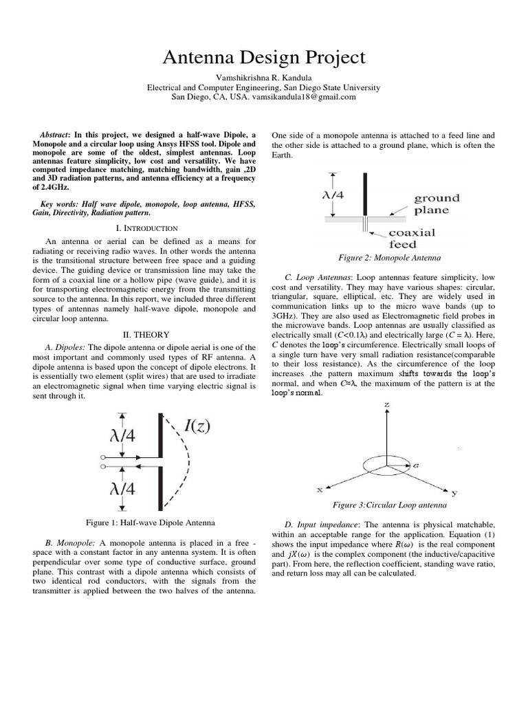 Antennas Design Project | PDF | Antenna (Radio) | Telecommunications