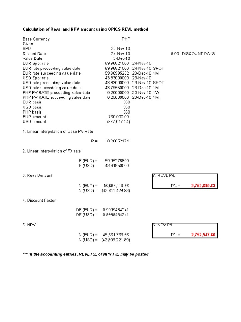 FX Revl Calculation | PDF | Net Present Value | Discounting