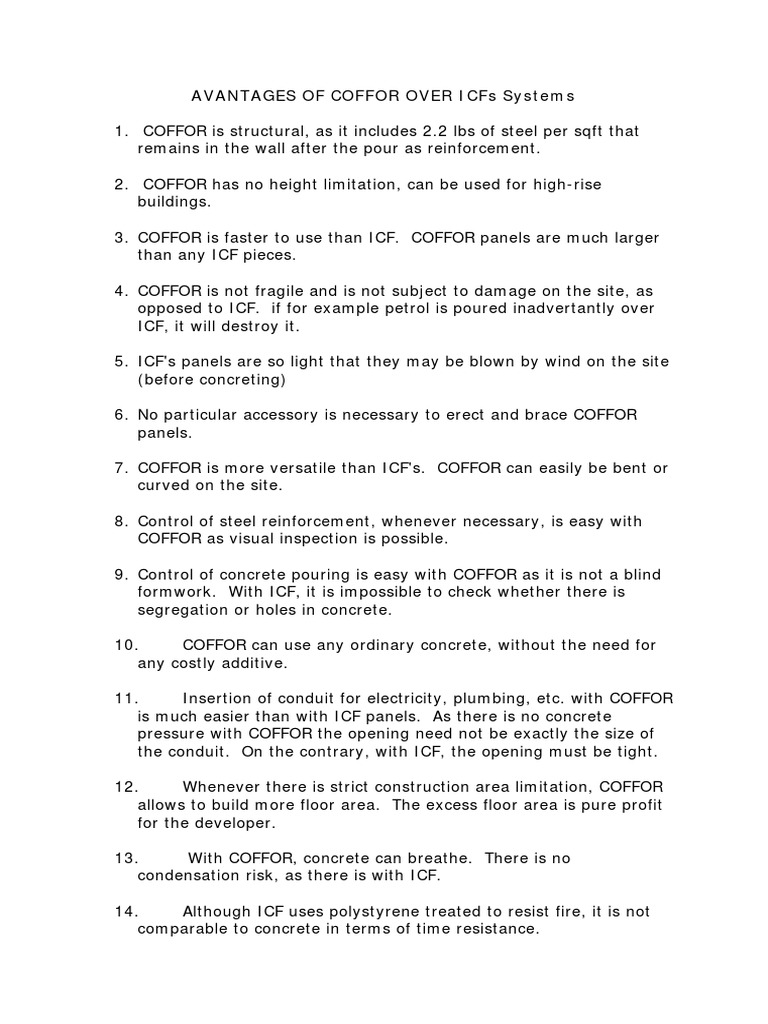 Avantages of Coffor Over Icfs Systems | PDF | Technology & Engineering