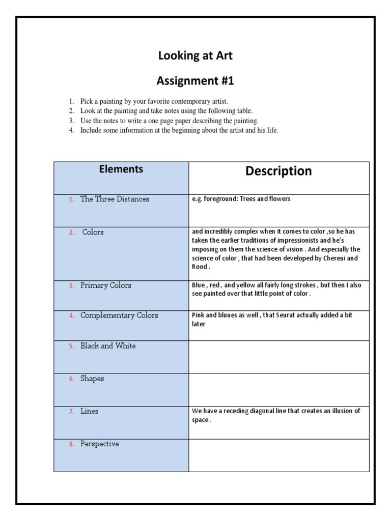 Looking at Art Assignment | PDF | Impressionism | Paintings