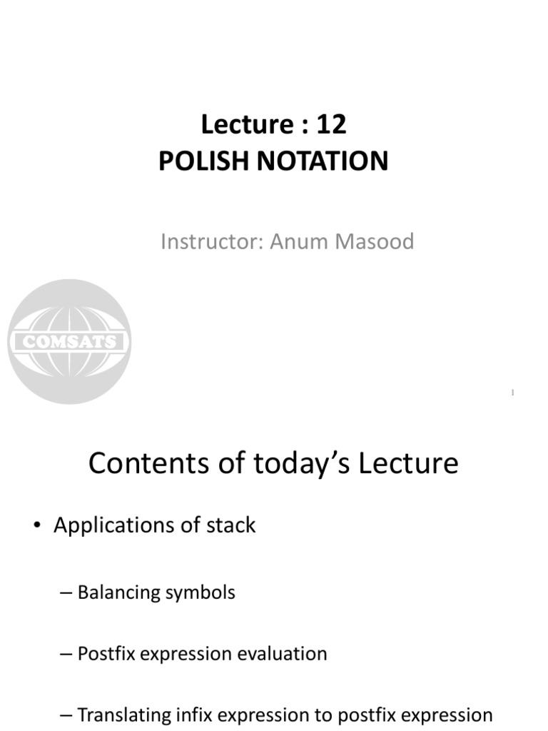 Lecture 12 Polish Notation Pdf Pdf Notation Areas Of Computer Science
