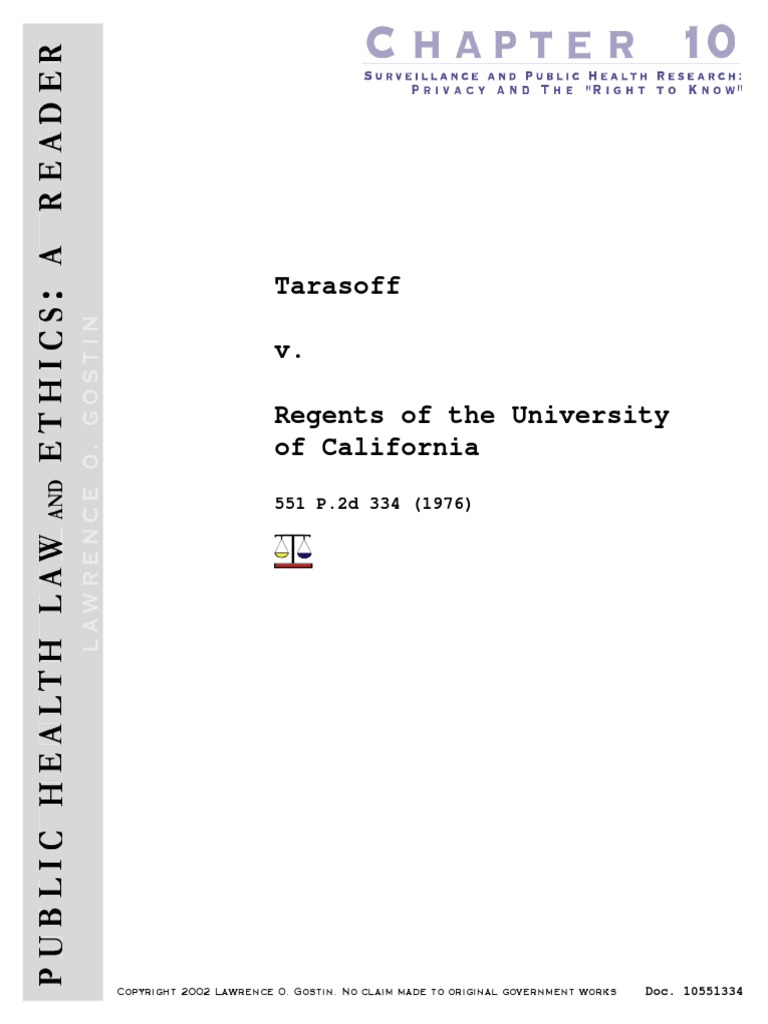 Tarasoff | Duty Of Care | Negligence