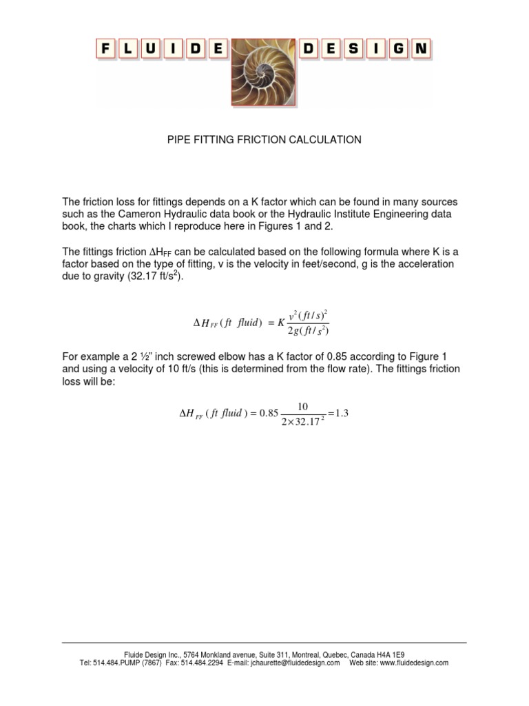 Friction Loss-Fitting PDF | PDF | Technology & Engineering