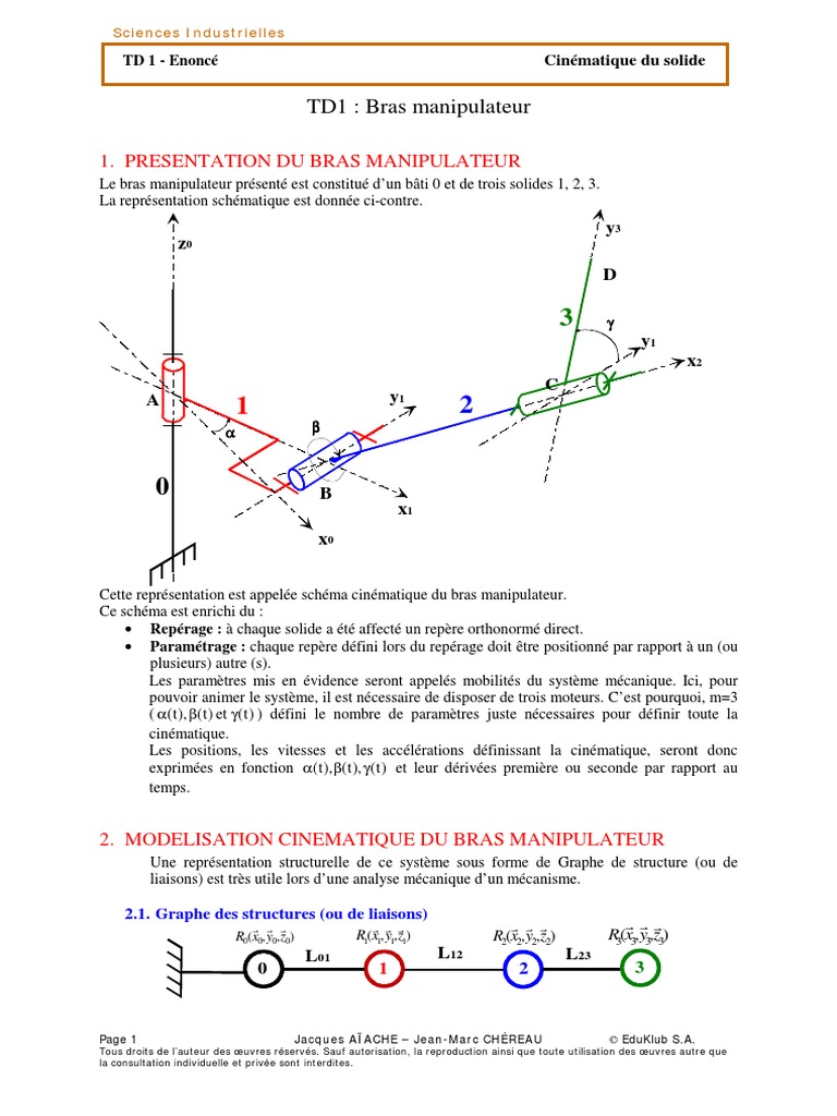 Cinématique Des Solides - TD1 | PDF | Cinématique | Mouvement de rotation