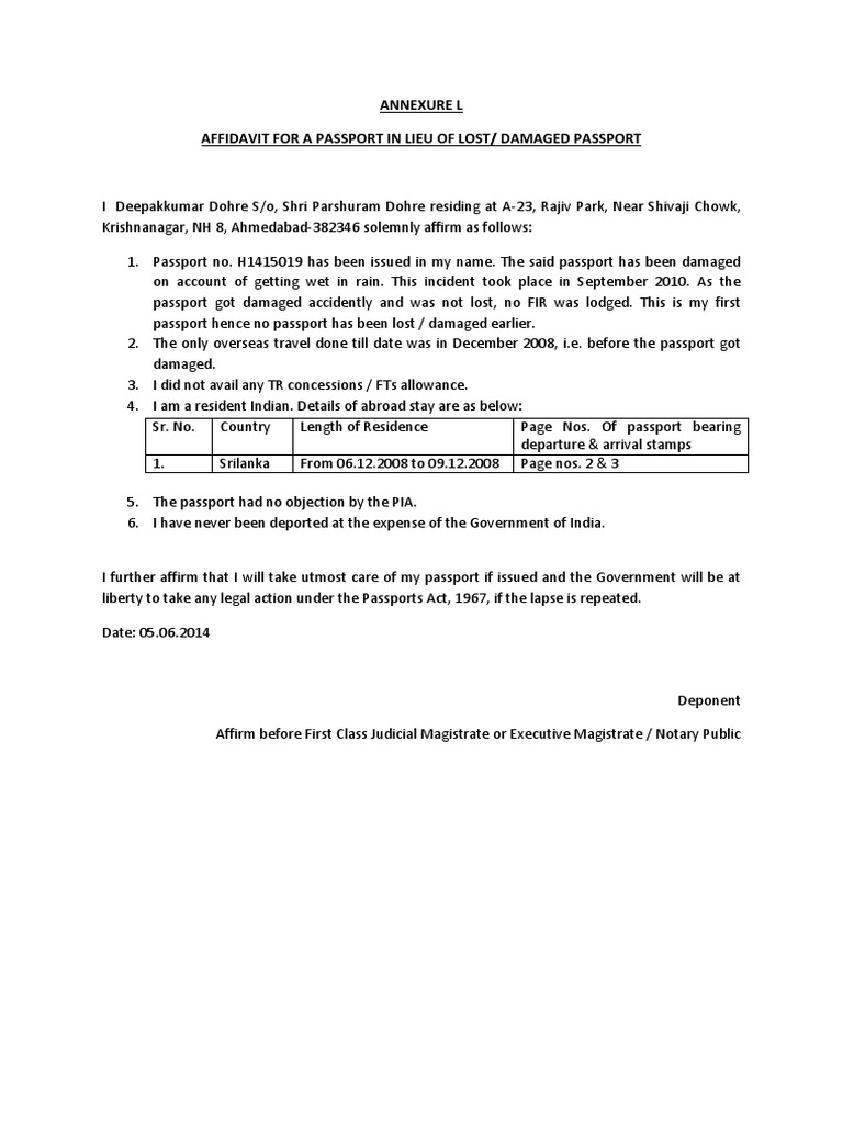 Annexure L - Passport | PDF