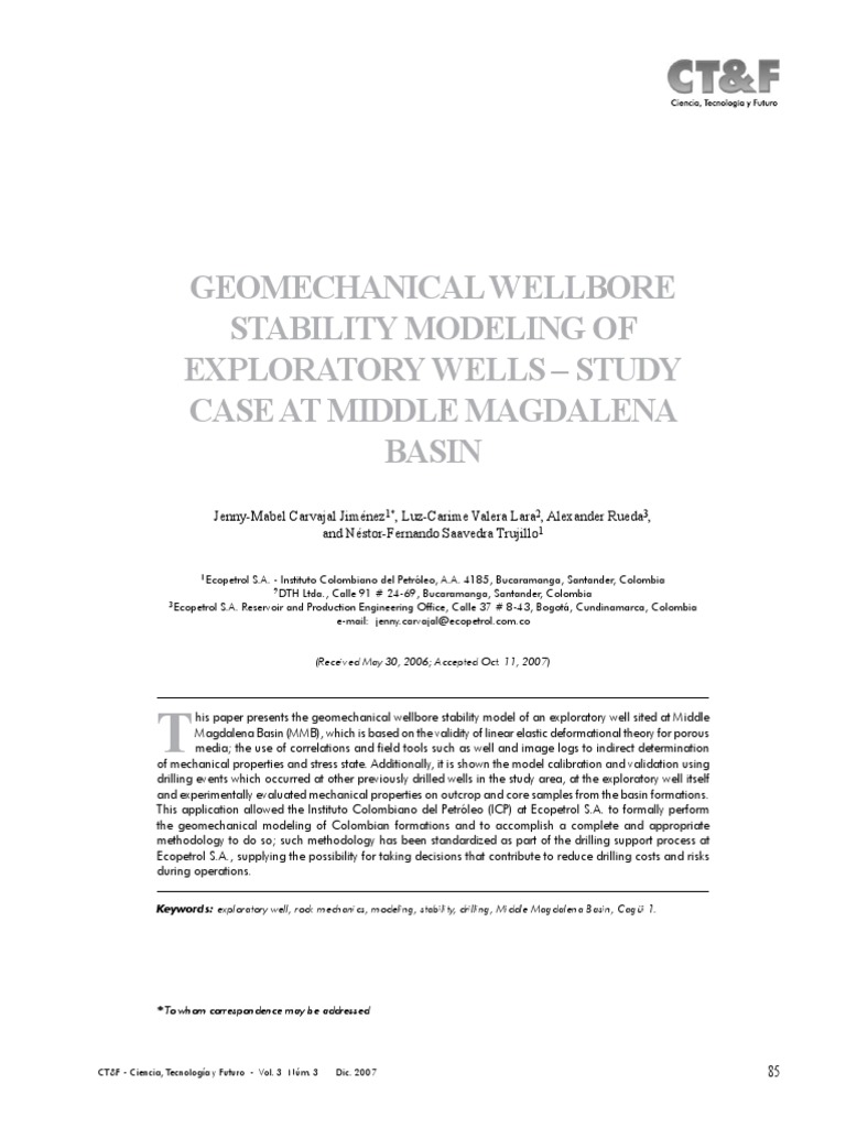 Geomechanical Wellbore Stability Modeling | PDF | Strength Of Materials ...