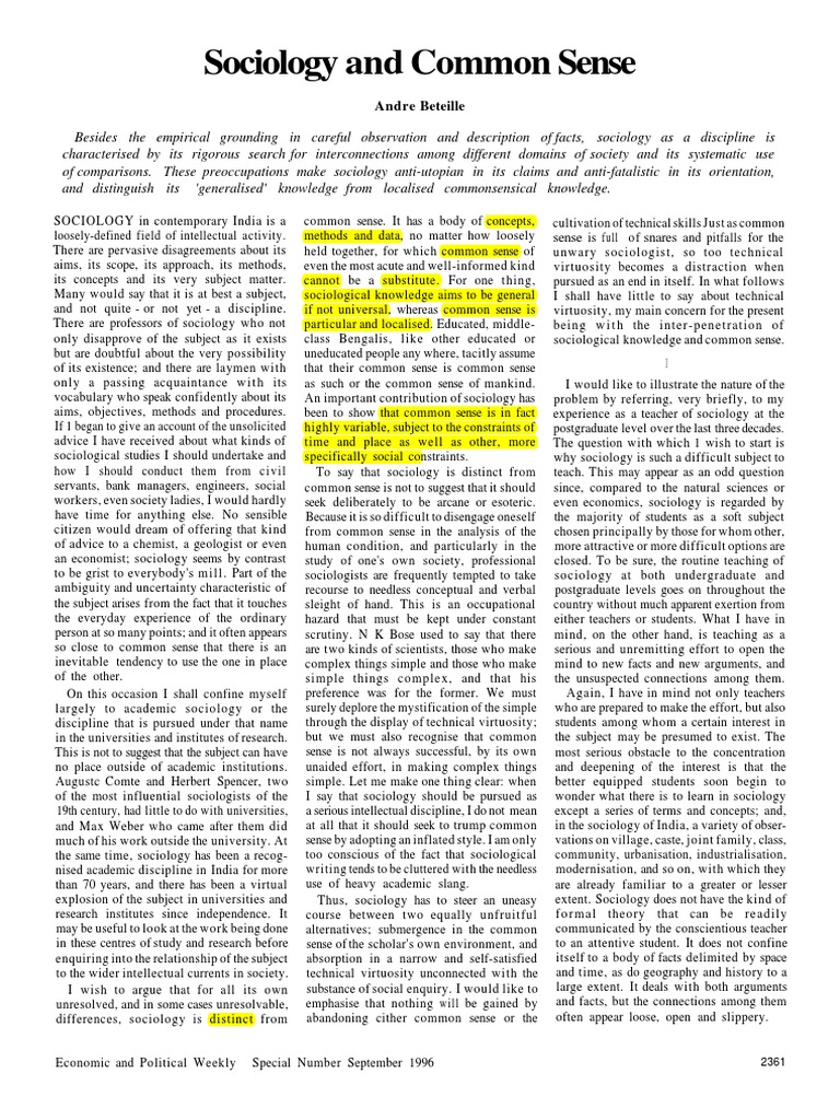 Andre Beteille.pdf | Max Weber | Sociology