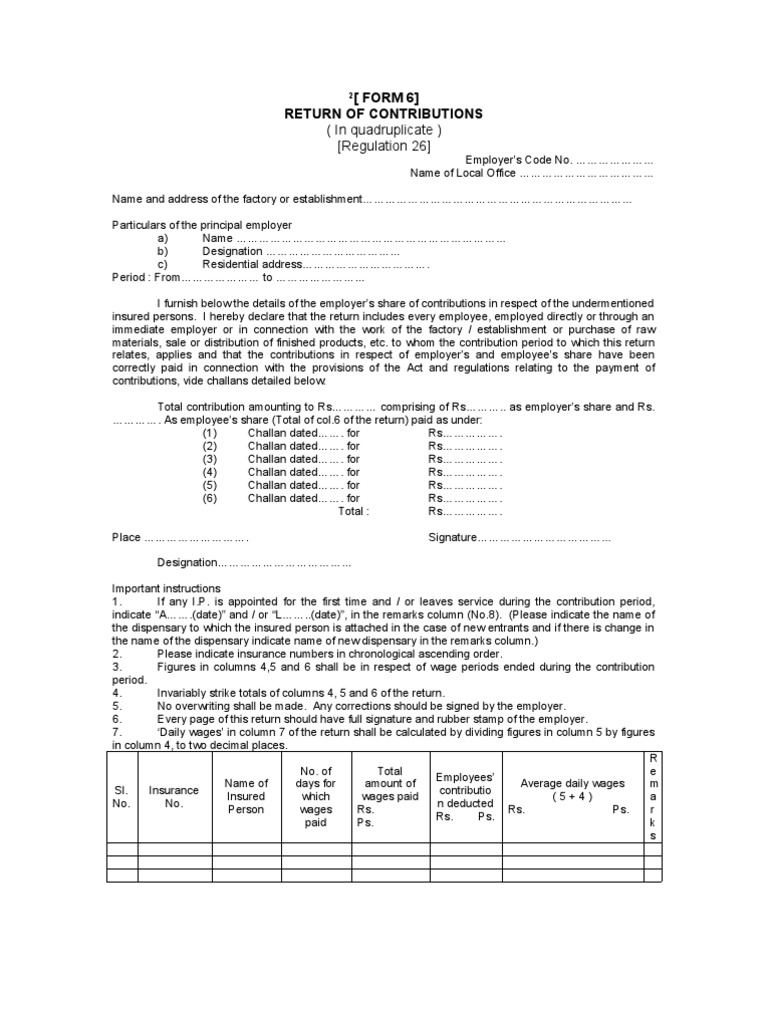 Employer Contribution Return Form | PDF | Employment | Economies