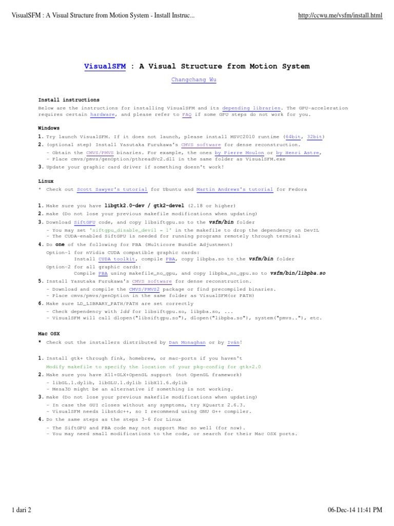 VisualSFM - A Visual Structure From Motion System - Install ...