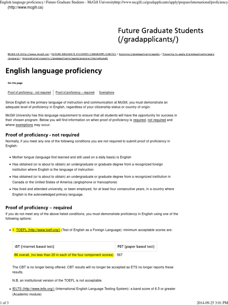 McGill University | PDF | International English Language Testing System ...