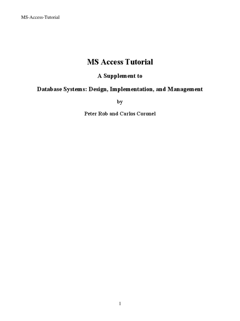Ms Access Tutorial Pdf Microsoft Access Database Design