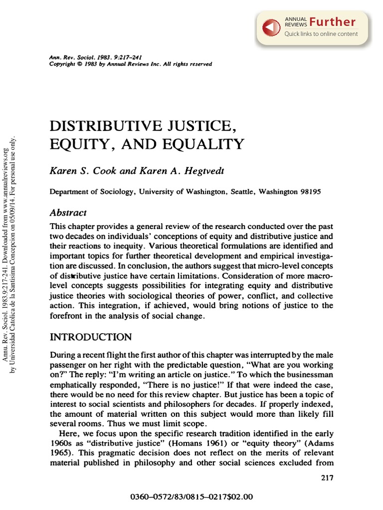 Distributive Justice, Equity and Equality | PDF | Equal Opportunity ...