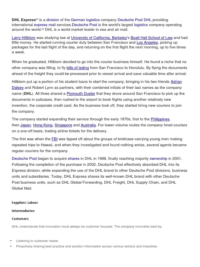 DHL Express | PDF | Commercial Item Transport And Distribution | Industries