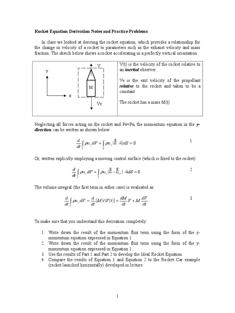 Rocket Equation Derivation Notes | PDF | Momentum | Rocket
