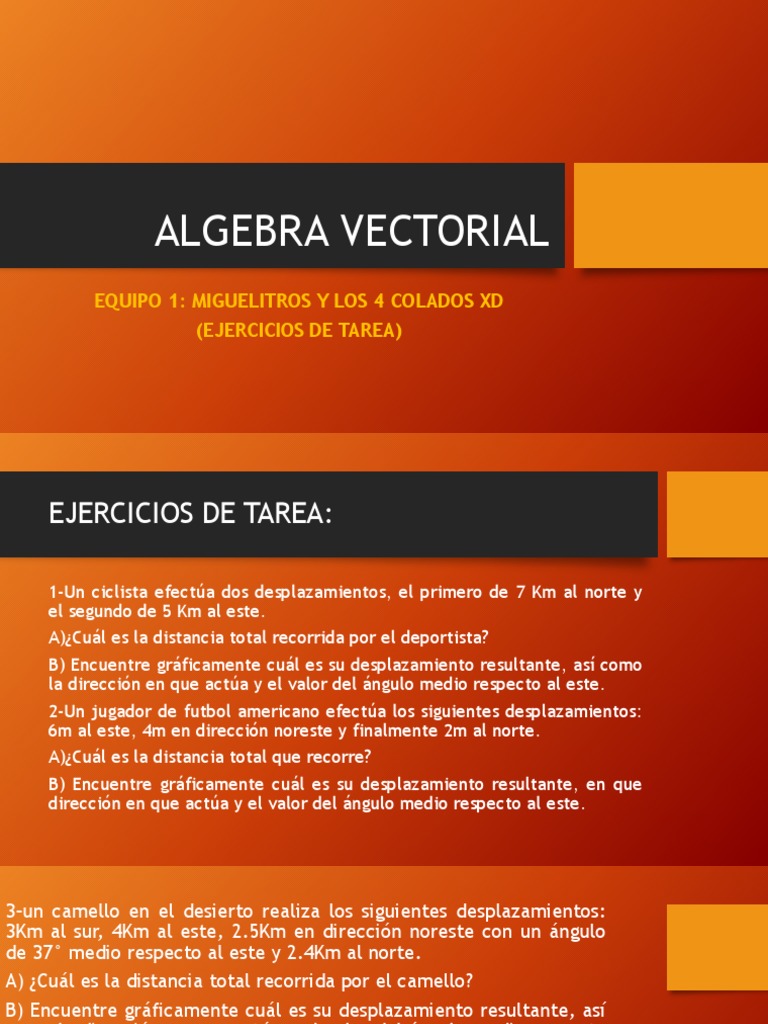 ALGEBRA VECTORIAL Ejercicios de Tarea | PDF