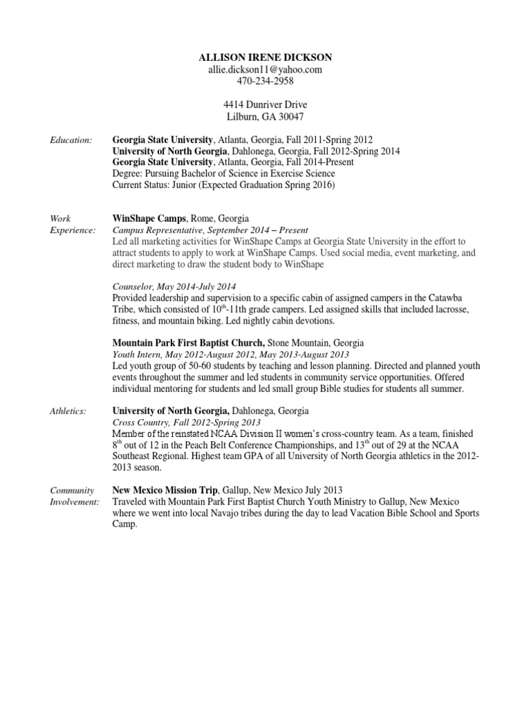 Allison Dickson's Resume Overview | PDF | Self-Improvement | Wellness