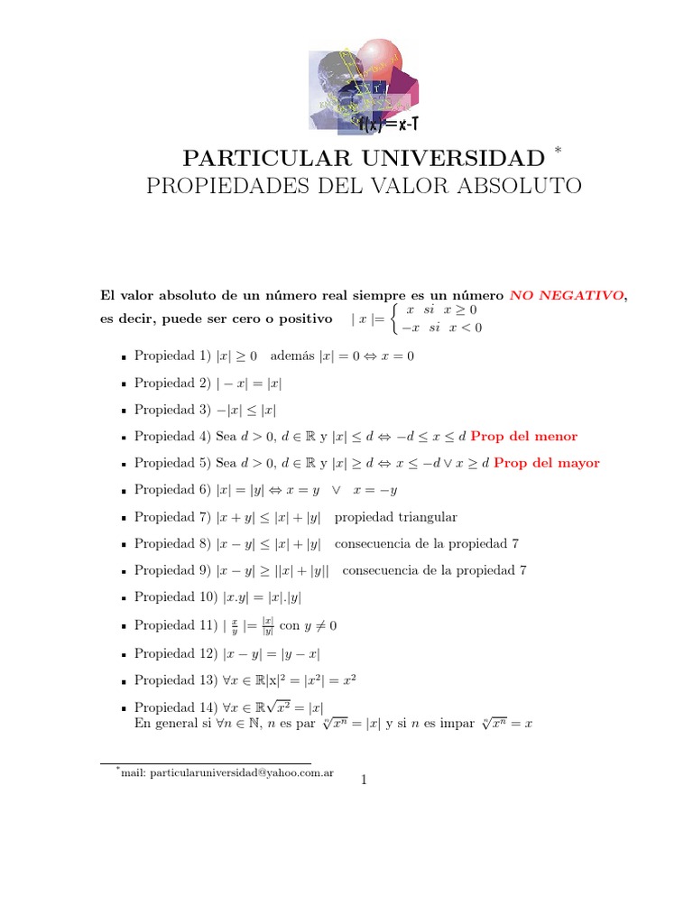 Propiedades Del Valor Absoluto | PDF | Métodos y materiales de enseñanza