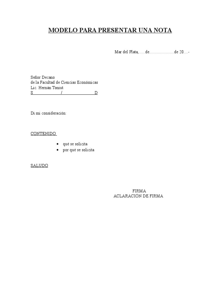 Modelo para Presentar Una Nota | PDF