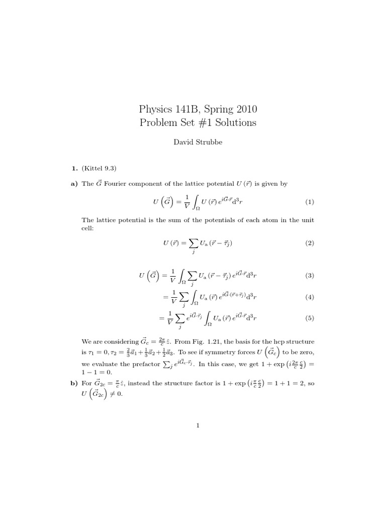 PS1 Solutions | PDF | Crystal Structure | Teaching Mathematics