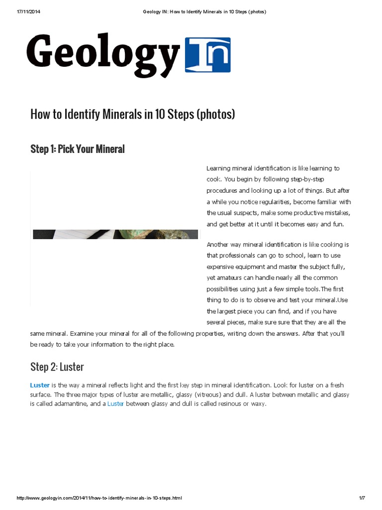 Geology IN - How To Identify Minerals in 10 Steps (Photos) PDF | PDF ...