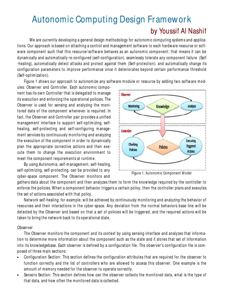 Autonomic Computing Design Framework Pdf Component Based Software Engineering Information 