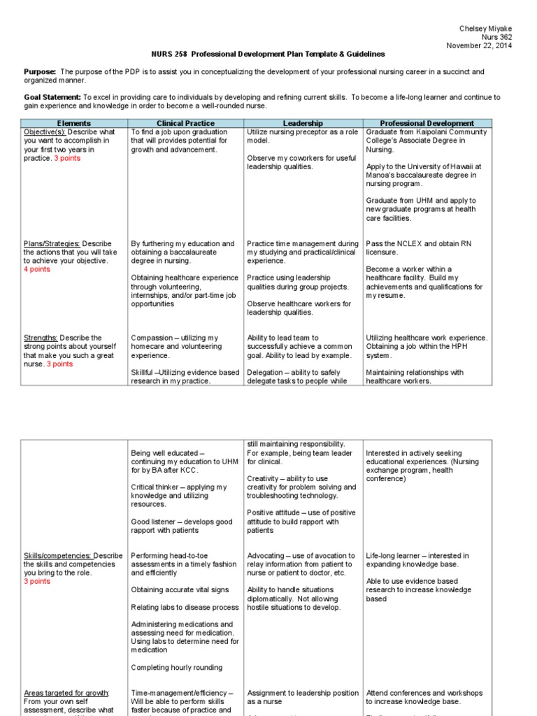 Professional Development Plan For Nurses