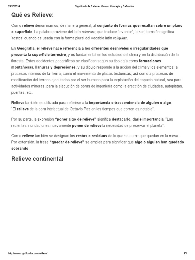 Significado de Relieve - Qué Es, Concepto y Definición | PDF