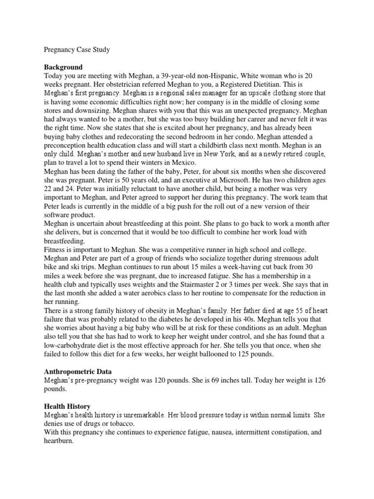 Pregnancy Case Study | PDF | Folic Acid | Diet & Nutrition