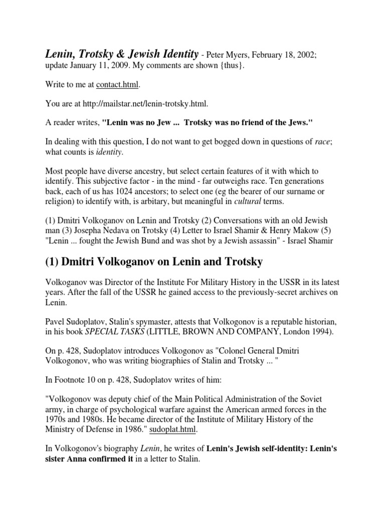 Lenin, Trotsky & Jewish Identity | PDF | Vladimir Lenin | Zionism
