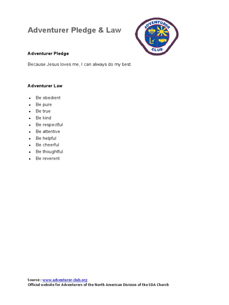 04 Adventurer Pledge Law | PDF