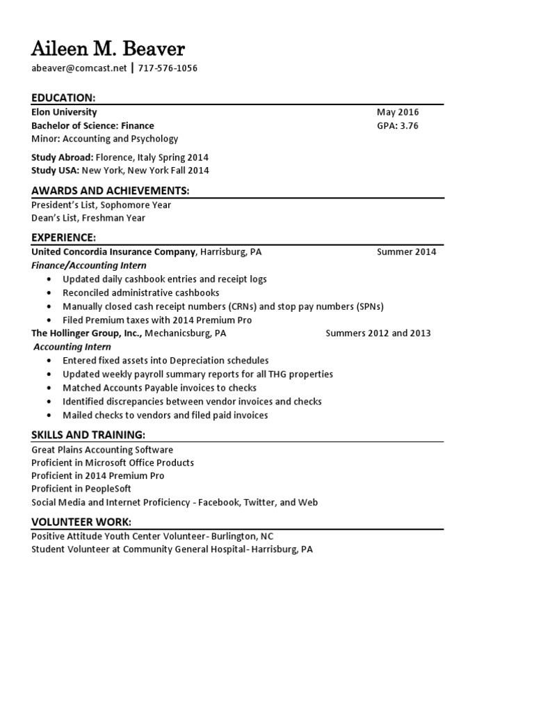 Aileen Beaver Resume | PDF | Business